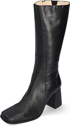 Andres Machado Bottes Hautes en Cuir - Gilda - Bout carr&eacute; et Talon Large - Noir, Taille EU 40
