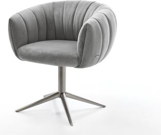 DELIFE Drehstuhl Jada-Flex Samt Grau Fu&szlig;kreuz Graphit 360&deg; drehbar Wippfunktion Taschenfederkern, Esszimmerst&uuml;hle