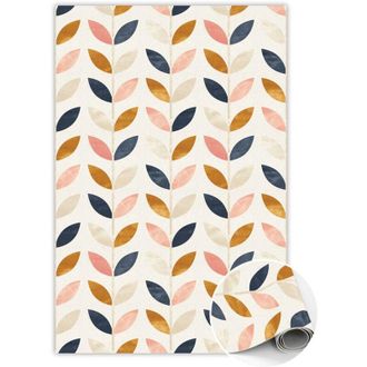 Tulup Tapis En Vinyle Rectangulaire, Parfait pour Cuisine et Salon - Petites feuilles - 150x225 cm