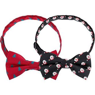 Boao 2 Noeuds Papillons Cravates de No&euml;l Hommes, P&eacute;rim&egrave;tre 24-48 cm (Rouge et Noir)