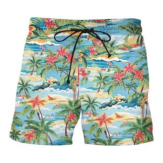 Generic Short de plage d&eacute;t&eacute; pour homme d&eacute;contract&eacute; confortable et ample imprim&eacute; &agrave; manches courtes pour homme Pantalon de vacances respirant, Vert, XXL