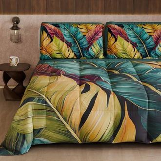 Petti Artigiani Italiani Petti Artigiani Italiani Winter-Steppdecke, Winterdecke, Steppdecke f&uuml;r franz&ouml;sisches Bett, Doubleface, einfarbig und Digitaldruck mit Blumenmuster 04