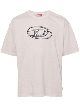 Diesel t-shirt en coton &agrave; appliqu&eacute; Oval D - Tons neutres