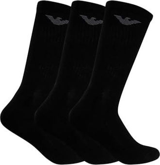 Emporio Armani Casual Cotton 3-Pack Short Socks Lot de 3 Paires de Chaussettes Courtes, Noir/Noir, Taille Unique Homme