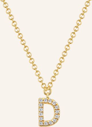 Leaf Initialien Halskette D Aus 14 Karat Gelbgold Mit Diamanten gold