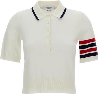 Thom Browne Femme, Tops, Blanc, Taille: 36 FR Polo Hector Icon