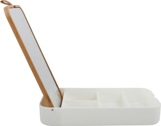 Spirella Kosmetikspiegel, Schminkspiegel mit Ablage für Make Up, Kosmetik, Tischspiegel Bambus, weiß-Natur Alais, White