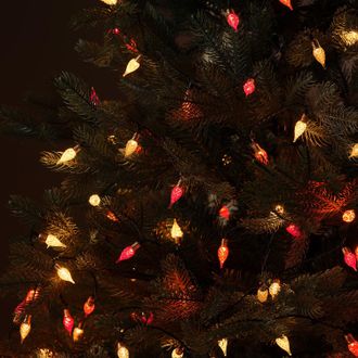 Lights4fun Bunte Vintage-Lichterkette in Tropfenform | 180 mehrfarbige LEDs | Weihnachten Winter Herbst Beleuchtung innen| Strombetrieben & Timer | Rost, Gold & 