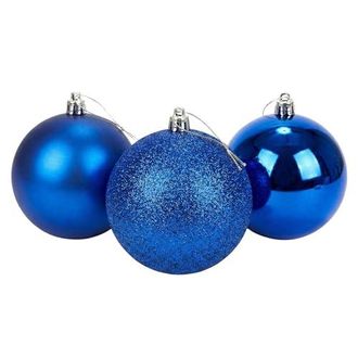 Shatchi 20 cm/3 gro&szlig;e dunkelblaue Weihnachtskugeln, PVC, bruchsicher, gl&auml;nzend, matt, glitzernde Oberfl&auml;che, Weihnachtskugeln, Ornamente, sortiertes Set, Fest
