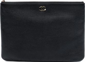 Chanel Clutches - Medium Caviar Lucky Clover O Case Clutch - Gr. unisize - in Schwarz - f&uuml;r Damen