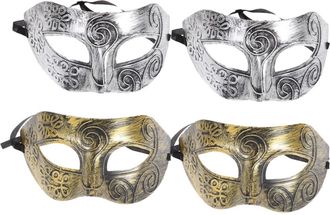 Soimiss 4 St&uuml;ck Teiliges Halbgesichts-Masken im Antiken Retro-Stil Venezianische Karnevalsmasken f&uuml;r Halloween und Fasching Dekorative Party Cosplay-Masken in