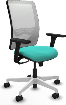 Piqueras y Crespo Stuhl aus blauem Netzgewebe mit 3D-Armlehnen, h&ouml;henverstellbare Lendenwirbelst&uuml;tze, ausgestattet mit 3 Positionen und Schneideschaum, mit 65 mm Nylon-