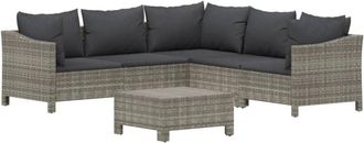 vidaXL Vidaxl - Salon de jardin 6 pcs avec coussins Gris R&eacute;sine tress&eacute;e