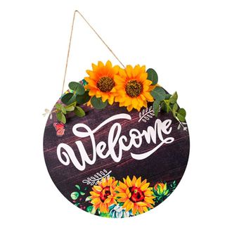 Artibetter Sommerliches Holz T&uuml;rschild mit Sonnenblumen Motiv Wetterfester Gartenanh&auml;nger Wanddeko f&uuml;r Haus und Veranda