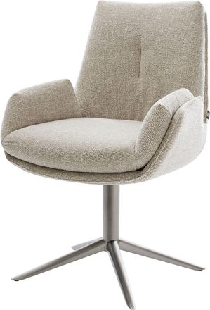 DELIFE Esszimmerstuhl Clea-Flex Fu&szlig;kreuz Graphit Webstoff Soft Beige 360&deg; drehbar Wippfunktion