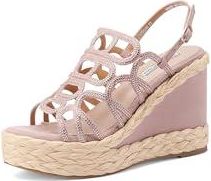 Queen Helena Sandales compensées avec strass avec plateau décontracté pour femme ZM9648, rose, 37 EU