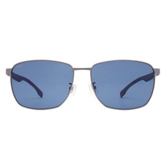HUGO BOSS Rechteck-Sonnenbrille f&uuml;r Herren (Dunkles Ruthenium/Blau)