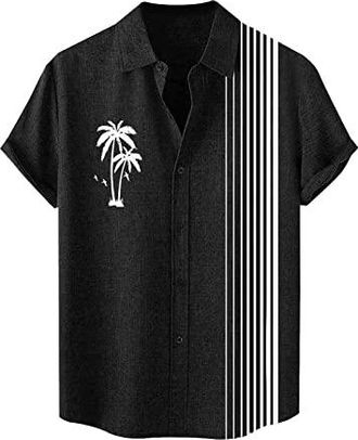 Generic Chemise hawa&iuml;enne funky tendance &agrave; manches courtes pour homme, motif palmier, vacances tropicales, &eacute;t&eacute;, palmier, chemise hawa&iuml;enne d&eacute;contract&eacute;e, chemi