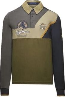 Aeronautica Polo PO1888 pour homme, chemise, manches longues, 94683 Dark Olive, XXL
