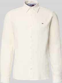 Tommy Jeans Regular Fit Freizeithemd aus Leinen-Baumwoll-Mix