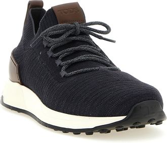 Tod's Technical Knit with Calf Leather Sneaker - Black