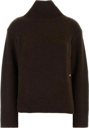 Ganni Femme, Pulls, Brun, Taille: 34 FR Pull &agrave; Col Montant et Dos Ouvert