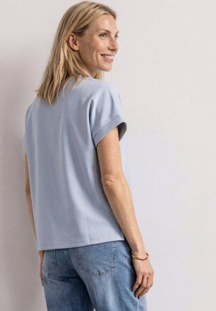 Street One Kurzarmshirt Sommershirt im Silk-Look und mit Glitzerdetail