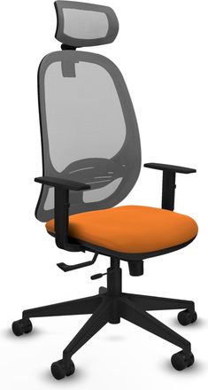 Piqueras y Crespo B&uuml;rostuhl in zylindrischem Orange mit 1D-Armlehnen, h&ouml;henverstellbarer Lendenwirbelst&uuml;tze und h&ouml;henverstellbarem Kopfteil, ausgestattet mit Syncro/Tra