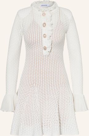 Self Portrait Self-Portrait Strickkleid Mit Schmucksteinen Und R&uuml;schen weiss