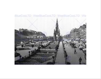 Wee Blue Coo EDINBURGH PRINCESS STREET CASTLE SCOTT MONUMENT SCOTLAND OLD ART PRINT B12X2593