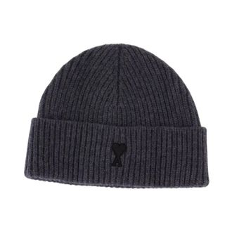 Ami Graue Woll Beanie M&uuml;tze - - Accessories - unisex - Grau - ONE SIZE