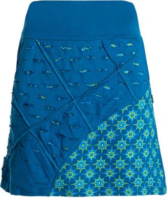 vishes Alternative Bekleidung - Damen A-Line Rock Baumwolle Blumen-Muster elastischer Bund mit Taschen t&uuml;rkis 40