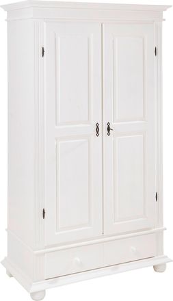 Landscape Garderobenschrank, Weiß, Holz, Fichte, massiv, 1 Fächer, 1 Schubladen, 110x192x58 cm, Garderobe, Garderobenschränke