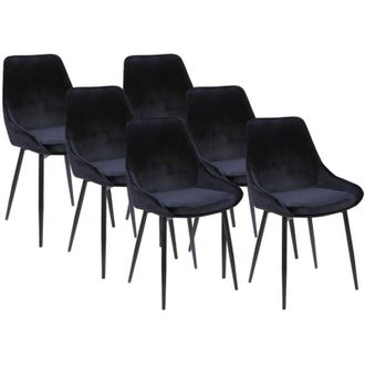 Vente-Unique Vente-unique - Lot de 6 chaises - Velours et métal noir - Noir - masurie