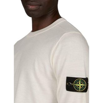 Stone Island Pull droit &agrave; badge sur poche en laine