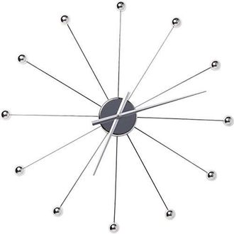 Kare Design Design Horloge Murale Like Umbrella Boules, Chromé, Acier, Numérique, diamètre 60 cm, Moderne, Minimaliste, Pour Salon, Chambre, Cuisine (sans pile)