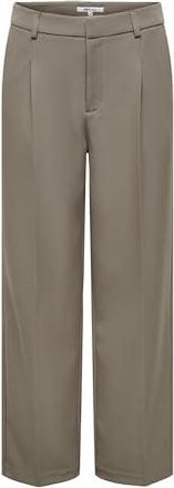 Only Onlelly Life MW Pantalon Large passepoilé TLR, Walnut, 42W x 32L Femme