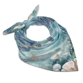 Generic Écharpe carrée en soie légère en forme de tortue sous-marine - Écharpe pour cheveux respirante - Cadeau pour homme et femme, multicolore, 60x60cm