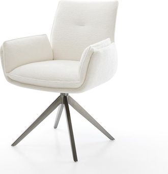 DELIFE Drehstuhl Nela-Flex Boucl&eacute; Soft Beige Kreuzgestell breit Graphit 360&deg; drehbar Wippfunktion, Esszimmerst&uuml;hle