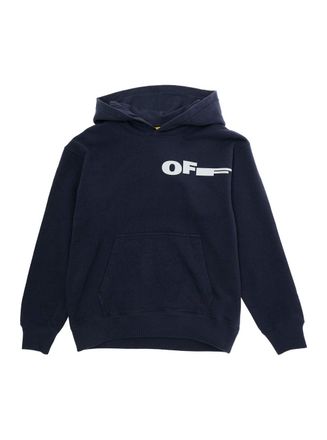 Off-white Logo-Print Cotton Hoodie - Navy