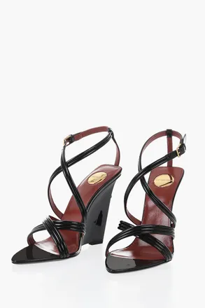 Saint Laurent Patent Leather Wedge Sandals with 11cm Heel Saint Laurent