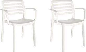 Resol Wind Stuhl mit Armen aus Kunststoff, f&uuml;r den Au&szlig;enbereich, Wei&szlig;, 2 St&uuml;ck