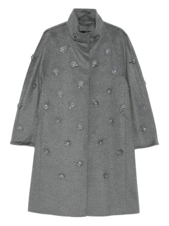 Marina Rinaldi Mantel mit Blumenapplikation - Grau