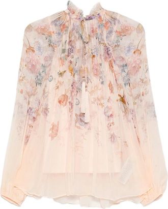 Zimmermann Floral-print Ruffled Blouse
