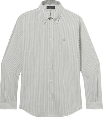 Brooks Brothers Homme, Chemises, Vert, Taille: 2XL Chemise &agrave; Carreaux R&eacute;guli&egrave;re en Seersucker avec Col Boutonn&eacute;