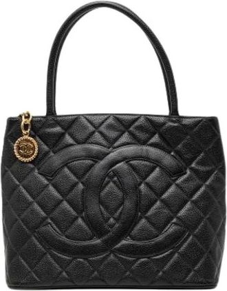 Chanel Sac cabas pr&eacute;-poss&eacute;d&eacute; Medallion - Femme - Pre-owned - Noir - Taille: ONE Size