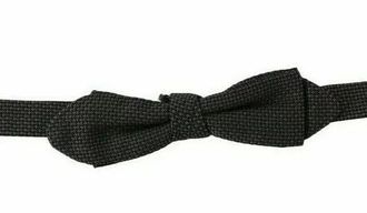 Dolce & Gabbana Mens Gray Pattern Silk Adjustable Neck Bow Tie
