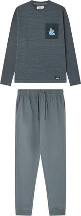 Springfield Herren Stripe Embroidered Cookie Monster Set. Bci Cotton Pyjama aus Baumwolle, blau, XL