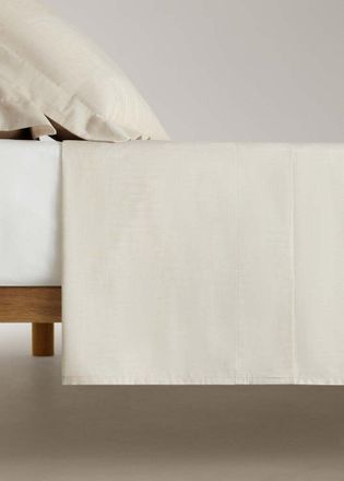 Mango Drap plat percale de coton imprim&eacute; fleuri lit 200 fils vanille - Home - Lit 200 cm - MANGO HOME