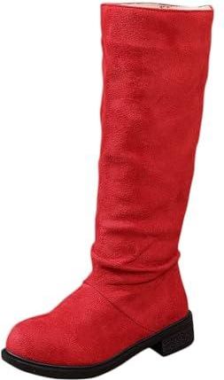 Generic Bottes de marche classiques &agrave; talon &eacute;pais pour femme - En daim synth&eacute;tique - &Eacute;l&eacute;gantes et d&eacute;contract&eacute;es - Semelle antid&eacute;rapante confortable - &Agrave; enfile